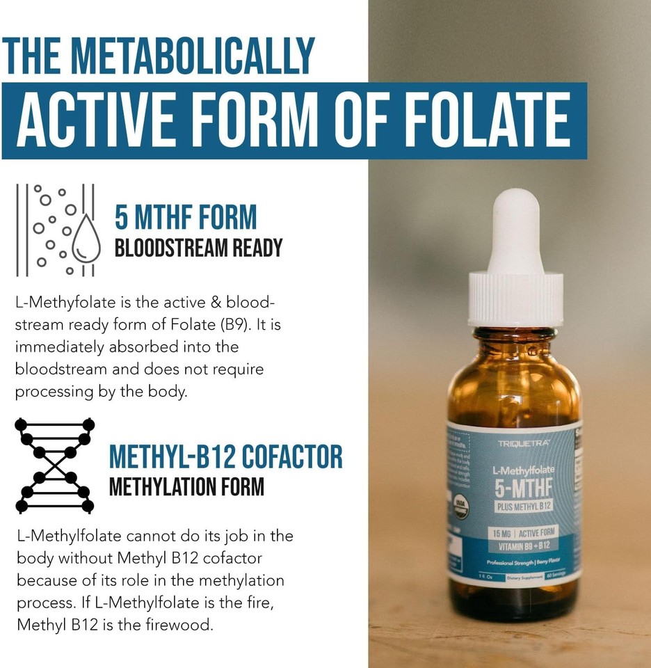 2 Packs L-Methyl Folate 5-MTHF Drops 30 mL - Liquid Vitamins Folate ...