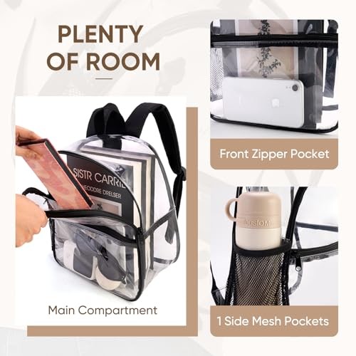 Clear Backpack Stadium Approved 12x6x12,Clear Bag for 12x6x12 Stadium ...