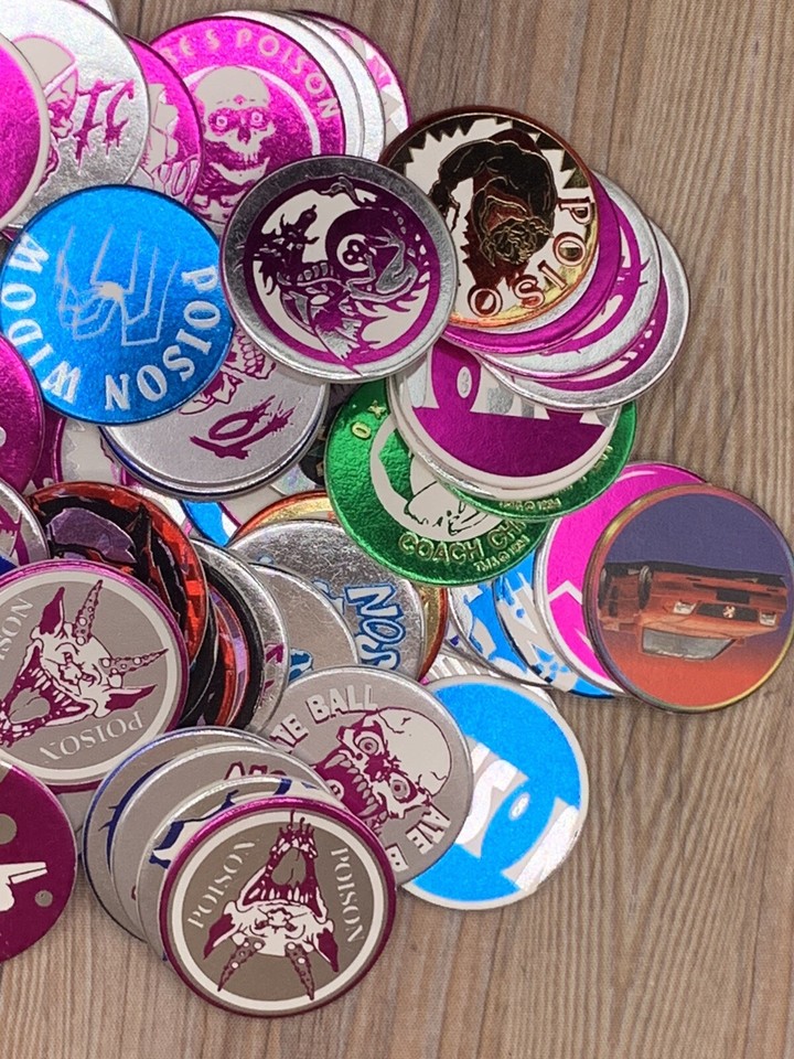 Vintage POGS Lot of 50 Poison Skulls Skeletons Eight 8 Ball | eBay