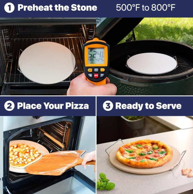 NEW PAMPERED PIZZA STONE Baking Round Dominos Chef With Metal Serving ...