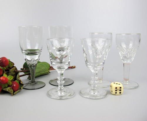 Vodka Shot Sherry Glasses x 6. Footed. 20ml - 40ml. Mixed mismatched ...