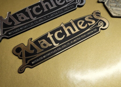 MATCHLESS Script Self Adhesive Bike Badge 85mm Tank Motorcycle Helmet ...