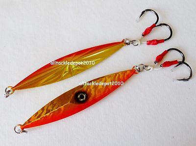 1-10 pcs Jigging Diamond Jigs 7oz/200g ORANGE/GOLD Saltwater Fishing ...