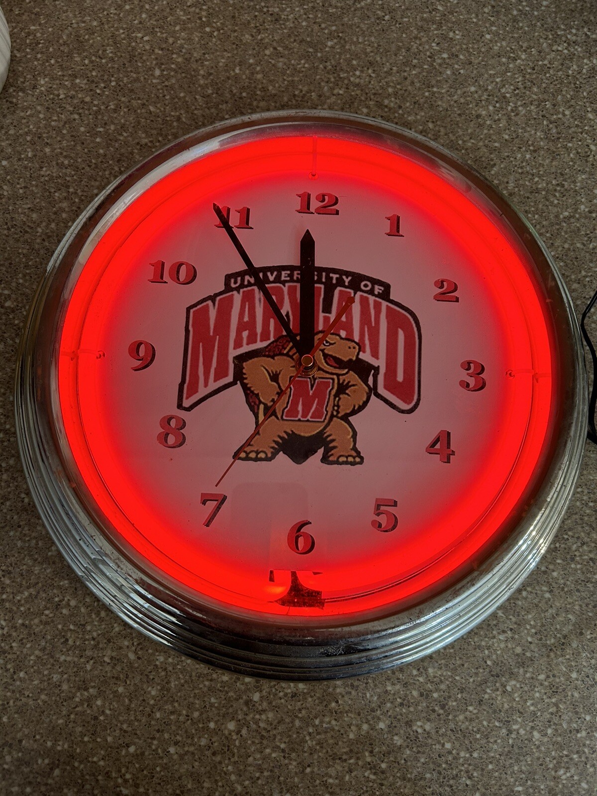 Maryland Terrapins HBS Neon Red College Battery Powered Wall Clock (15 ...