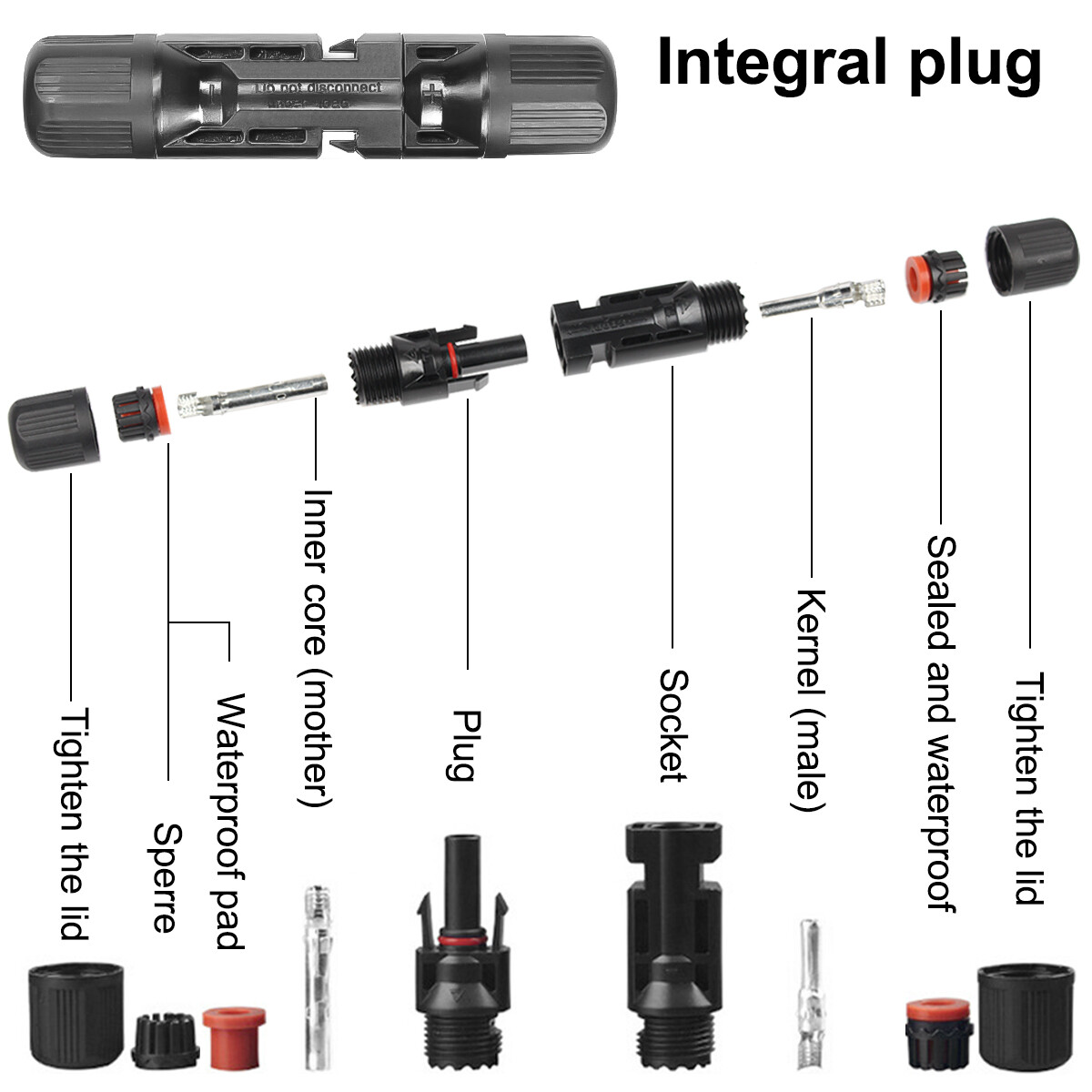 20Pcs Solar Cable Connectors 4mm-6mm 30Amp Waterproof Solar Panel Wire ...