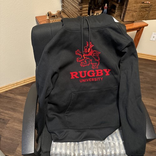 Rugby University Men's Hooded Sweatshirt Black/Red Large Brand New | eBay