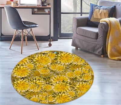 3D Yellow Daisies O3514 Game Rug Mat Round Elegant Photo Carpet Mat Eve ...