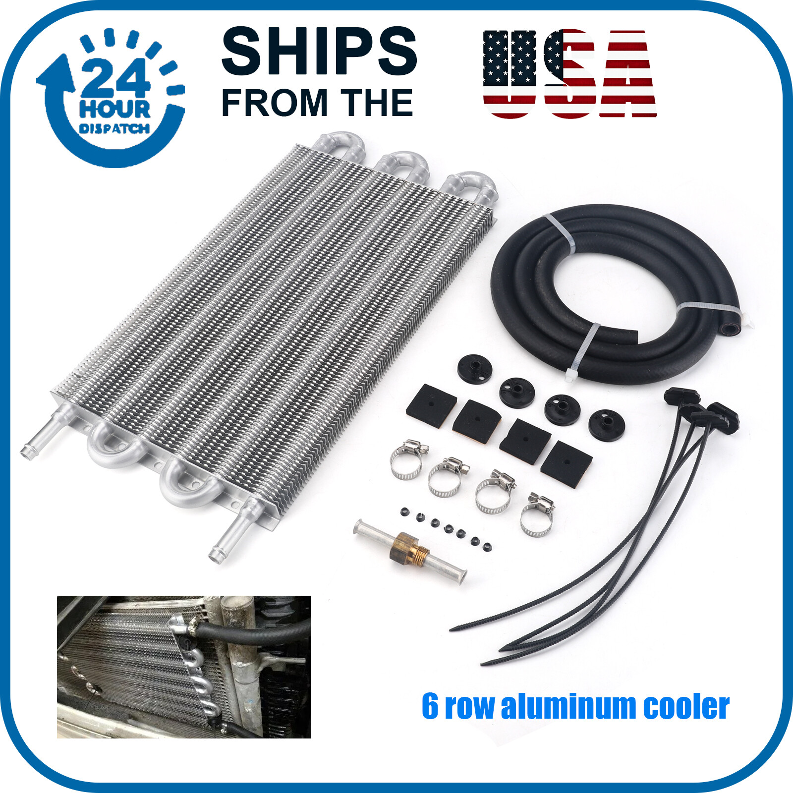 6 Rows Universal Aluminum Remote Transmission Oil Cooler Radiator ...