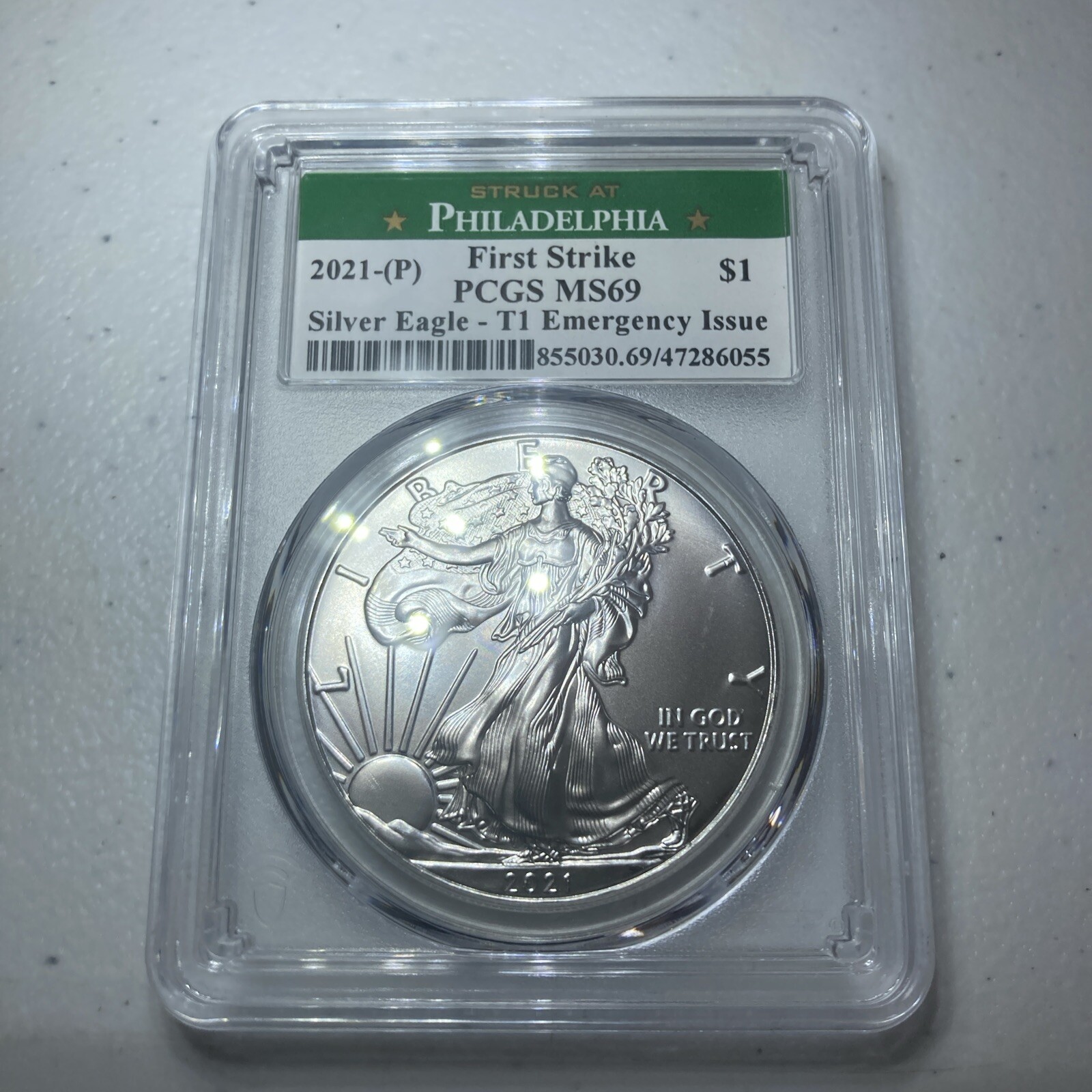 2021 (P) SILVER EAGLE PCGS MS69 FS EMERGENCY ISSUE STRUCK AT ...