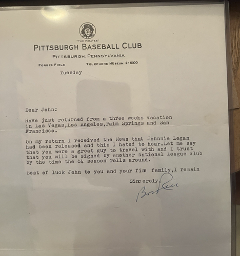 Hand-Written And Signed Letter From Robert Bob Rice Pittsburgh Pirates ...