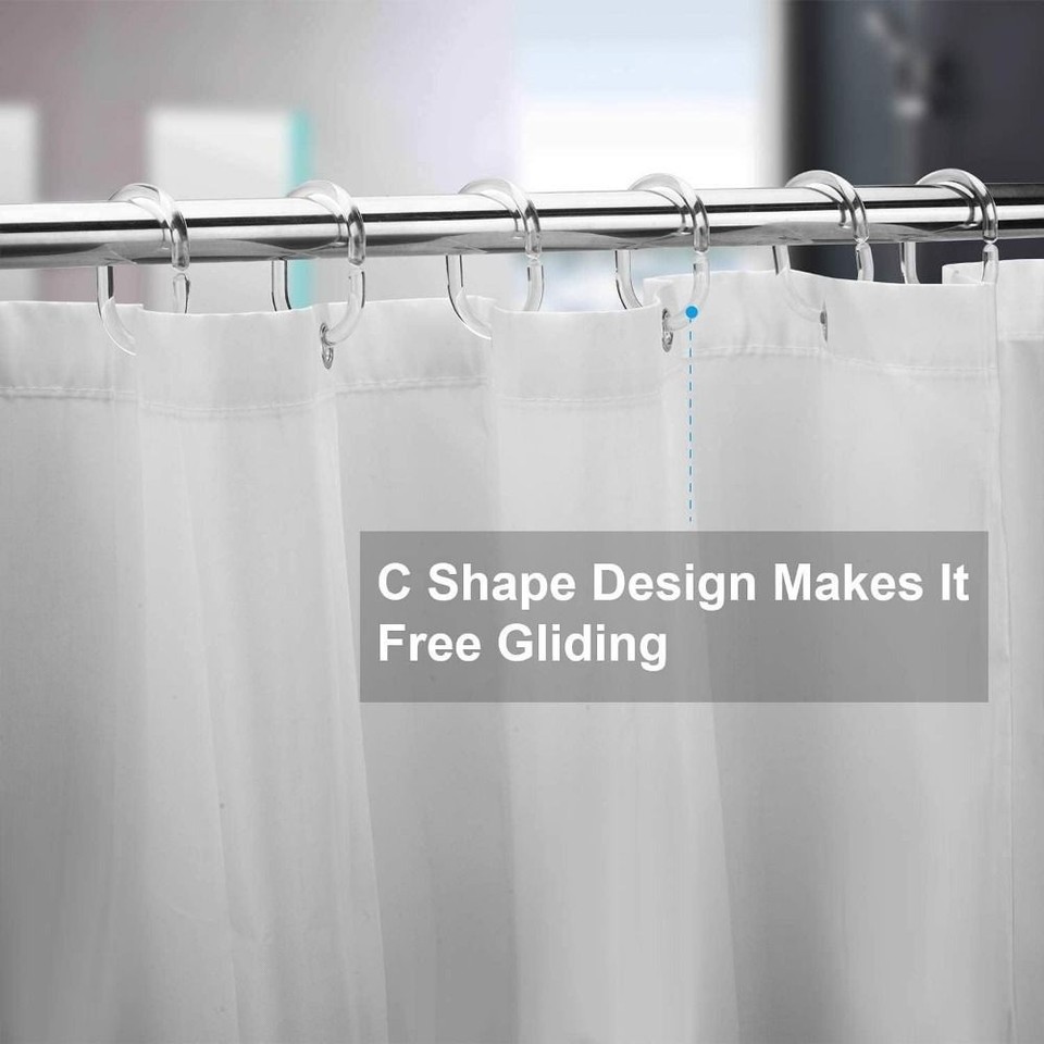 24Pcs Clear C Shaped Shower Hooks Plastic Blind Loop Bathroom Use ...