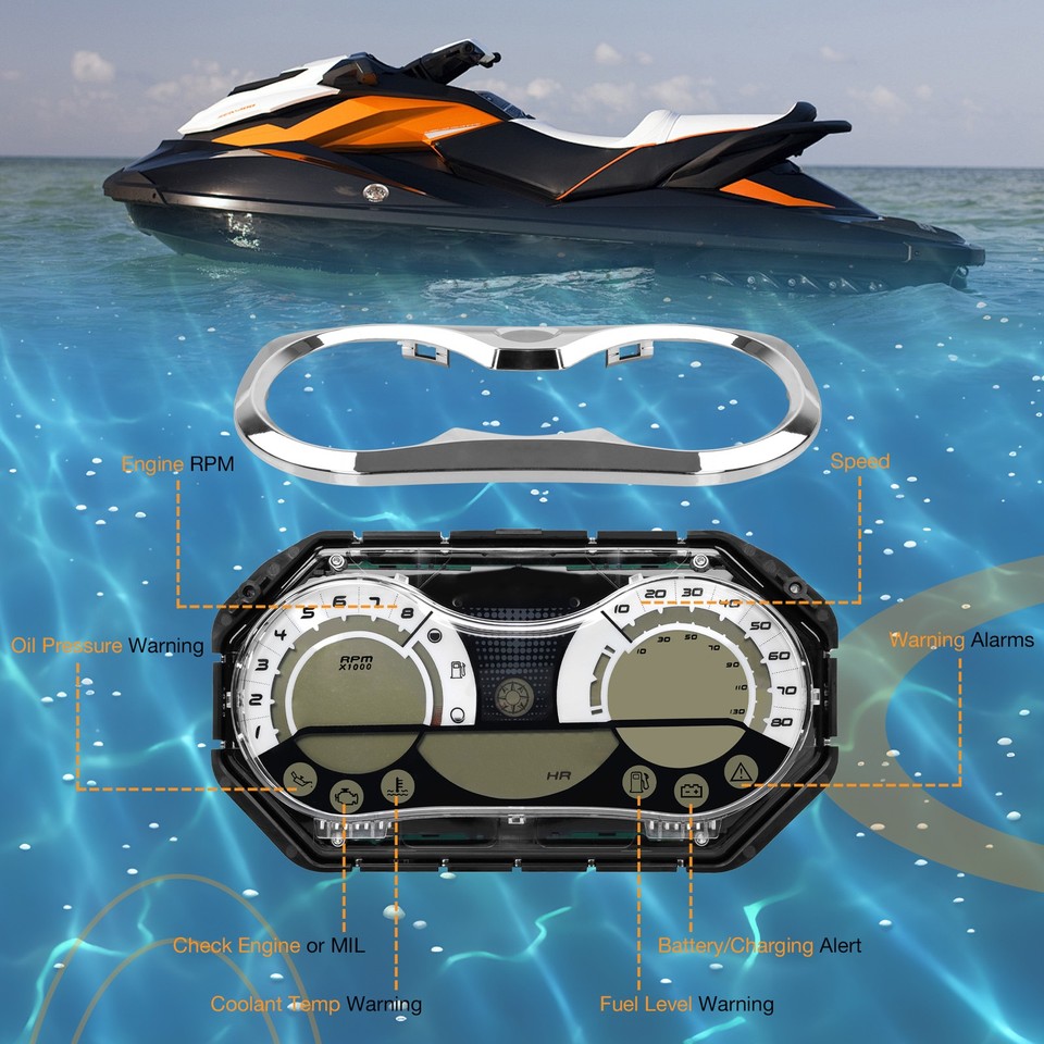 LCD Speedometer Gauge Cluster Fits 2006-2011 Sea Doo RXP RXT GTX Wake ...