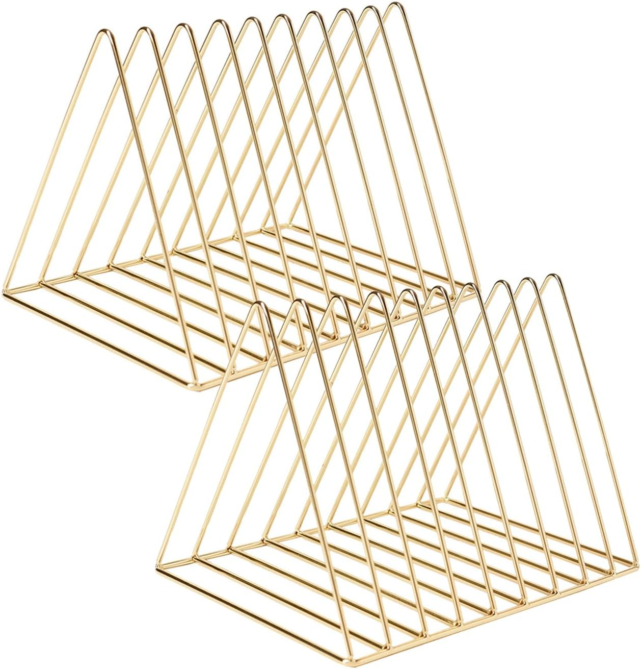 2 Pack 9 Slot Gold Magazine Holder,Desktop File Sorter Organizer ...
