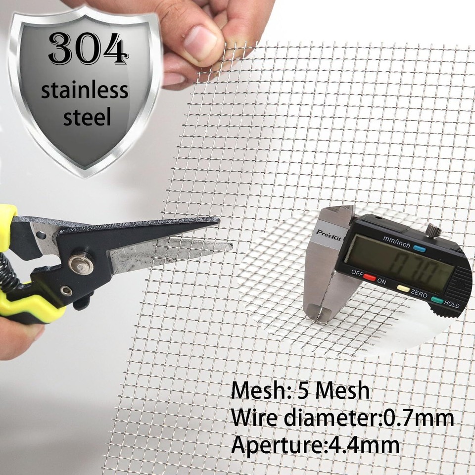 Wire Mesh 5 Mesh 304 Stainless Steel Woven Wire Mesh Screen Sturdy ...
