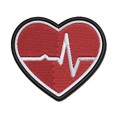 EKG Pulse Heart Beat Multi-Color Embroidered Iron-On Patch Applique | eBay
