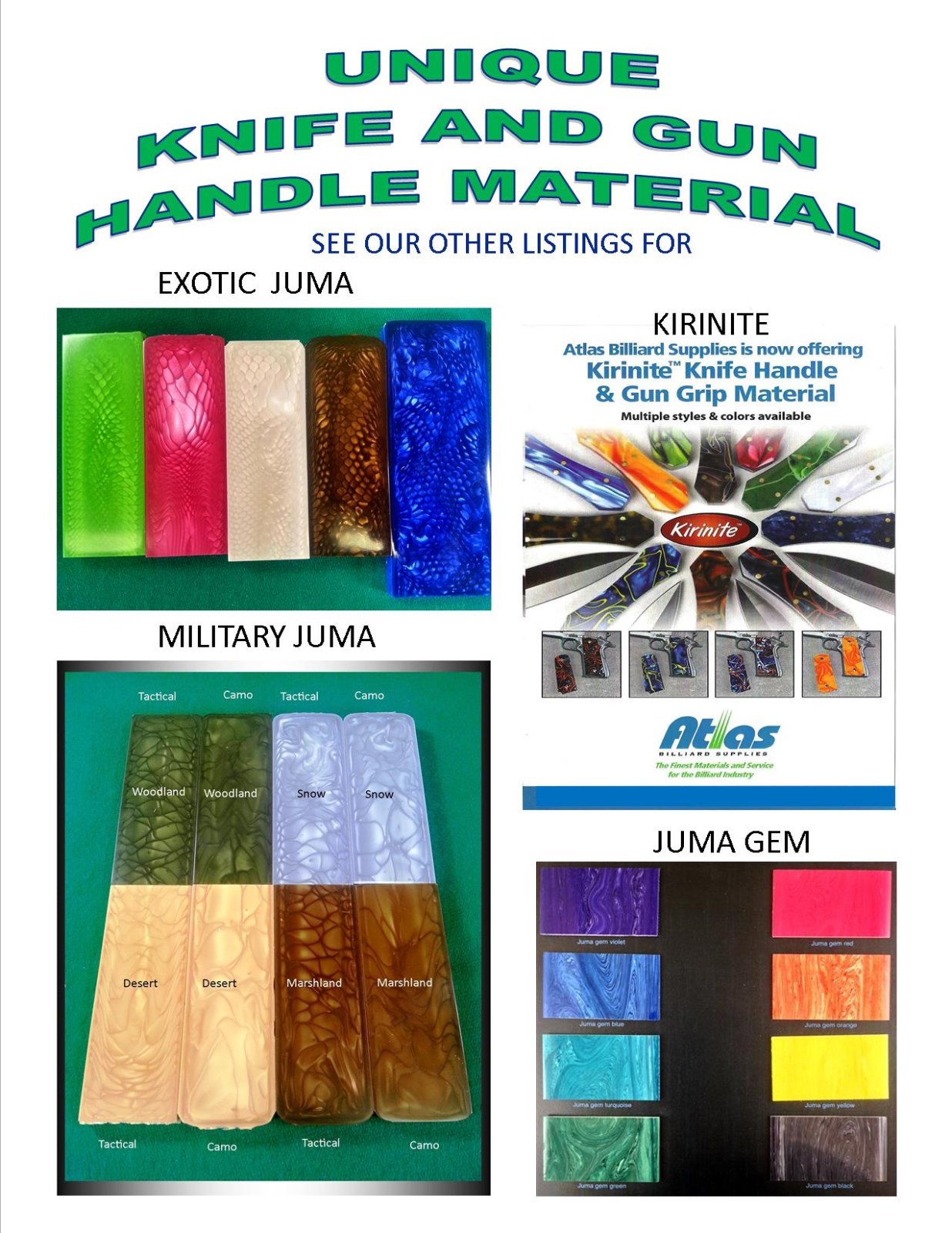 2 Elforyn Pure White .375" Knife Handle Scales 6" x 2" x 3/8" Ivory ...