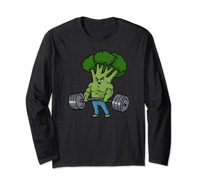 Deadlift Broccoli Gym Fitness Motivation Bodybuilding Manche Longue | eBay