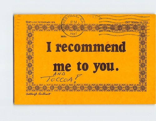 Postcard I Recommend Me to You Art/Text Print | eBay