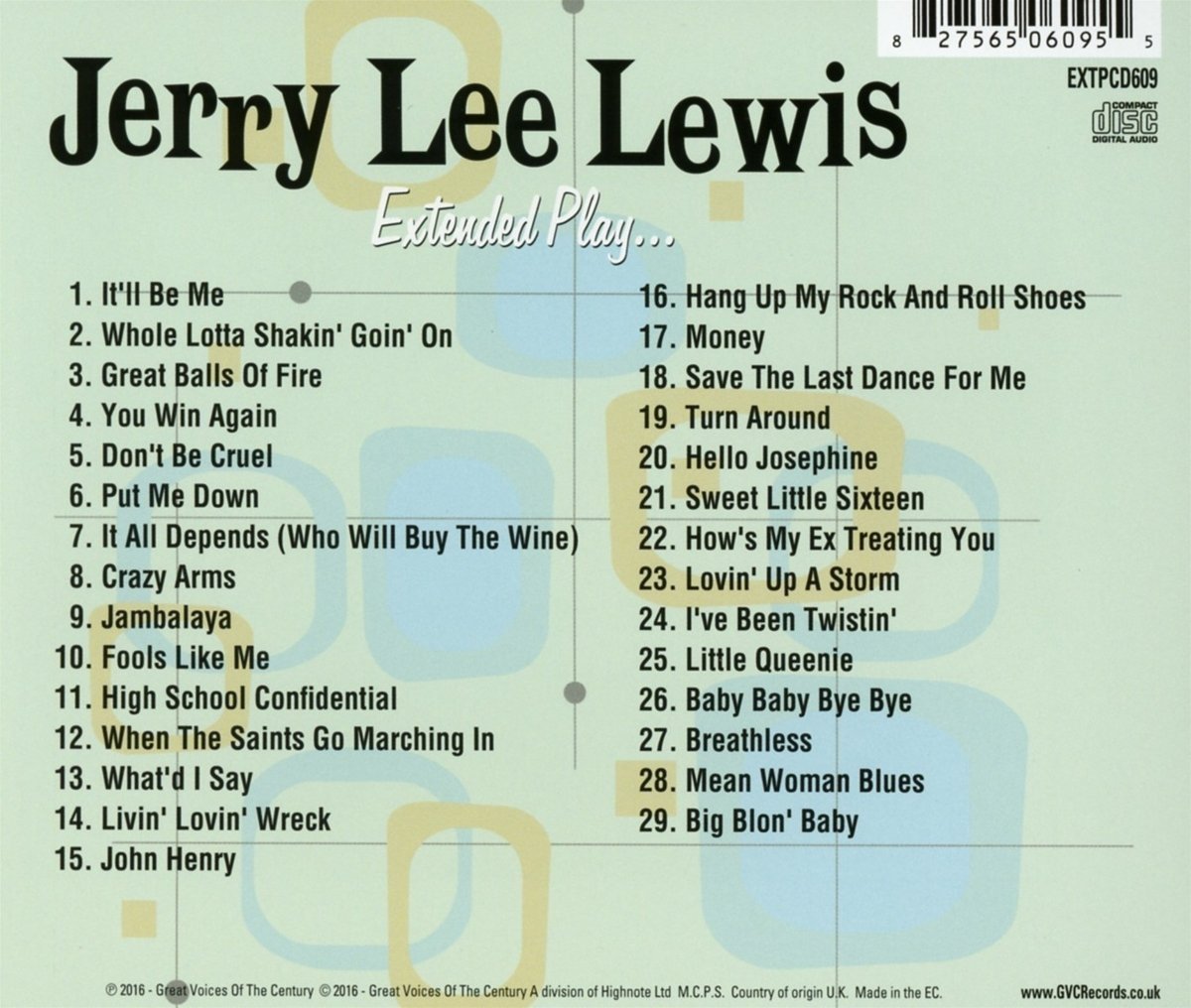 Jerry Lee Lewis Extended Play CD – Original EP Sides Great Balls of ...