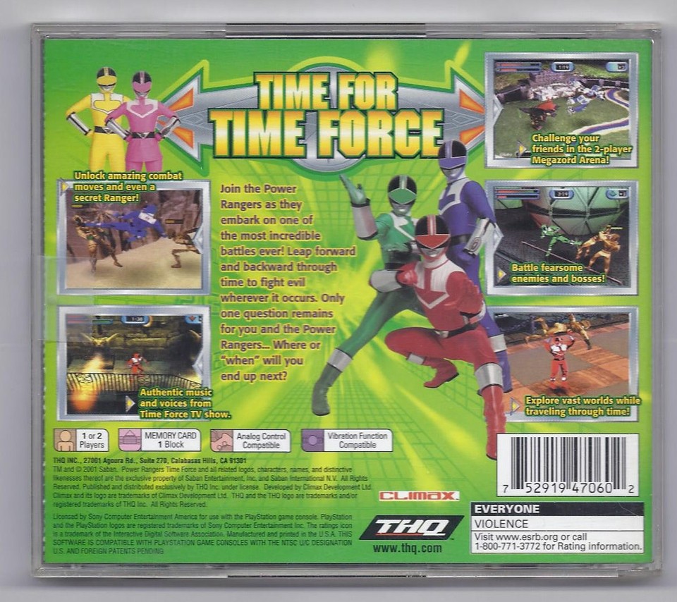 Power Rangers Time Force Video Game Sony Playstation 1 2001 Rare ...