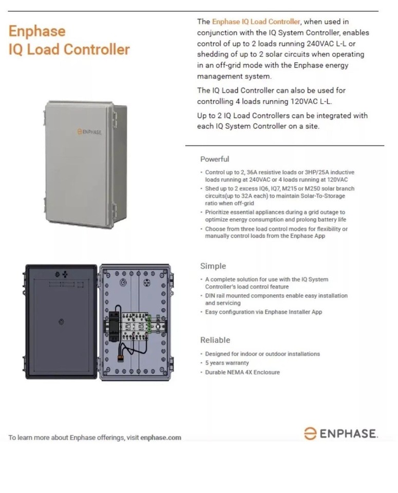 ENPHASE iQ Load Controller EP-NA-LK02-040 New In Box, alternative ...