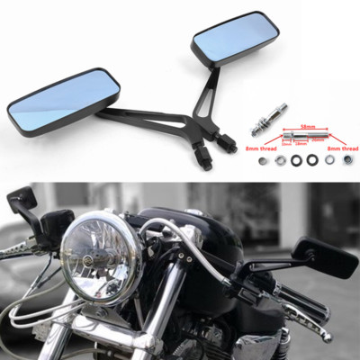 Black Rectangle Chopper Bobber Mirrors For Harley Softail Sportster XL ...