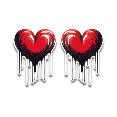 2x Small Dripping Love Heart Valentine's Day Vinyl Sticker Decals ...