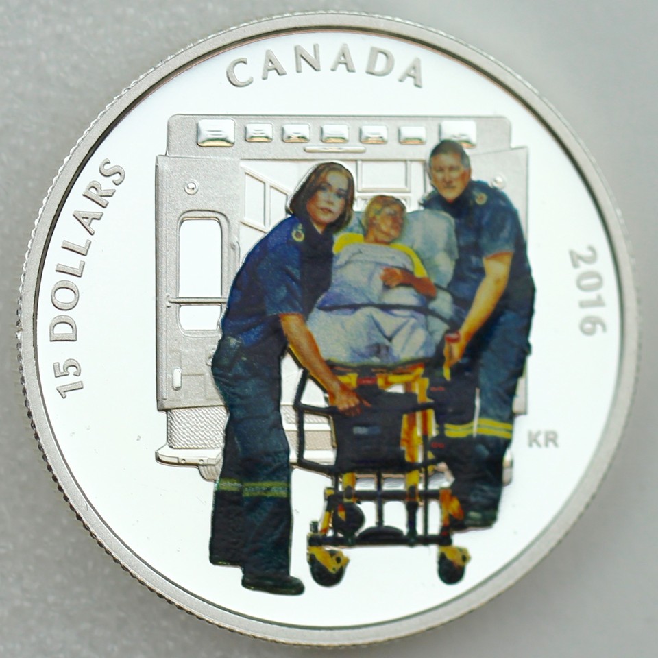 Canada 2016 $15 National Heroes: Paramedics,99.99% Pure Silver Color ...