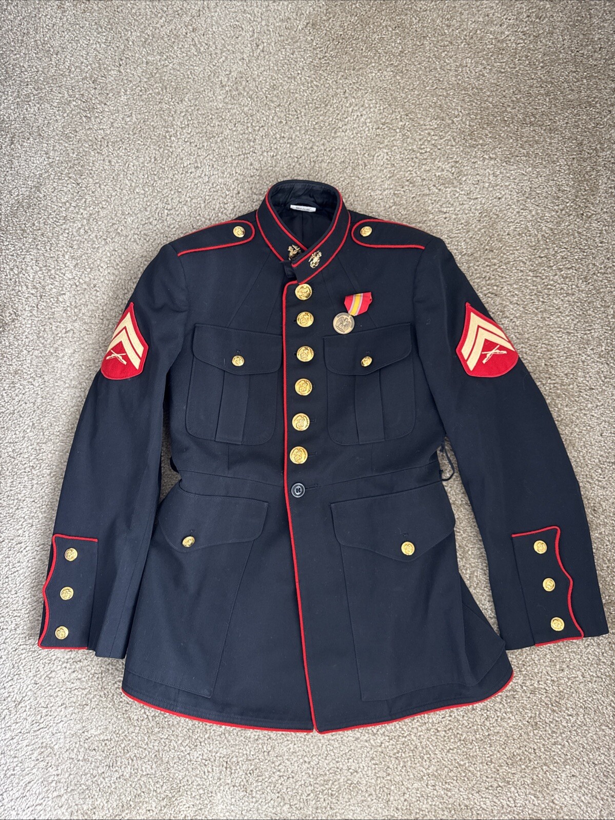 USMC MARINE CORPS DRESS BLUES JACKET TUNIC 37 XS CROWN CLOTHING CO. | eBay