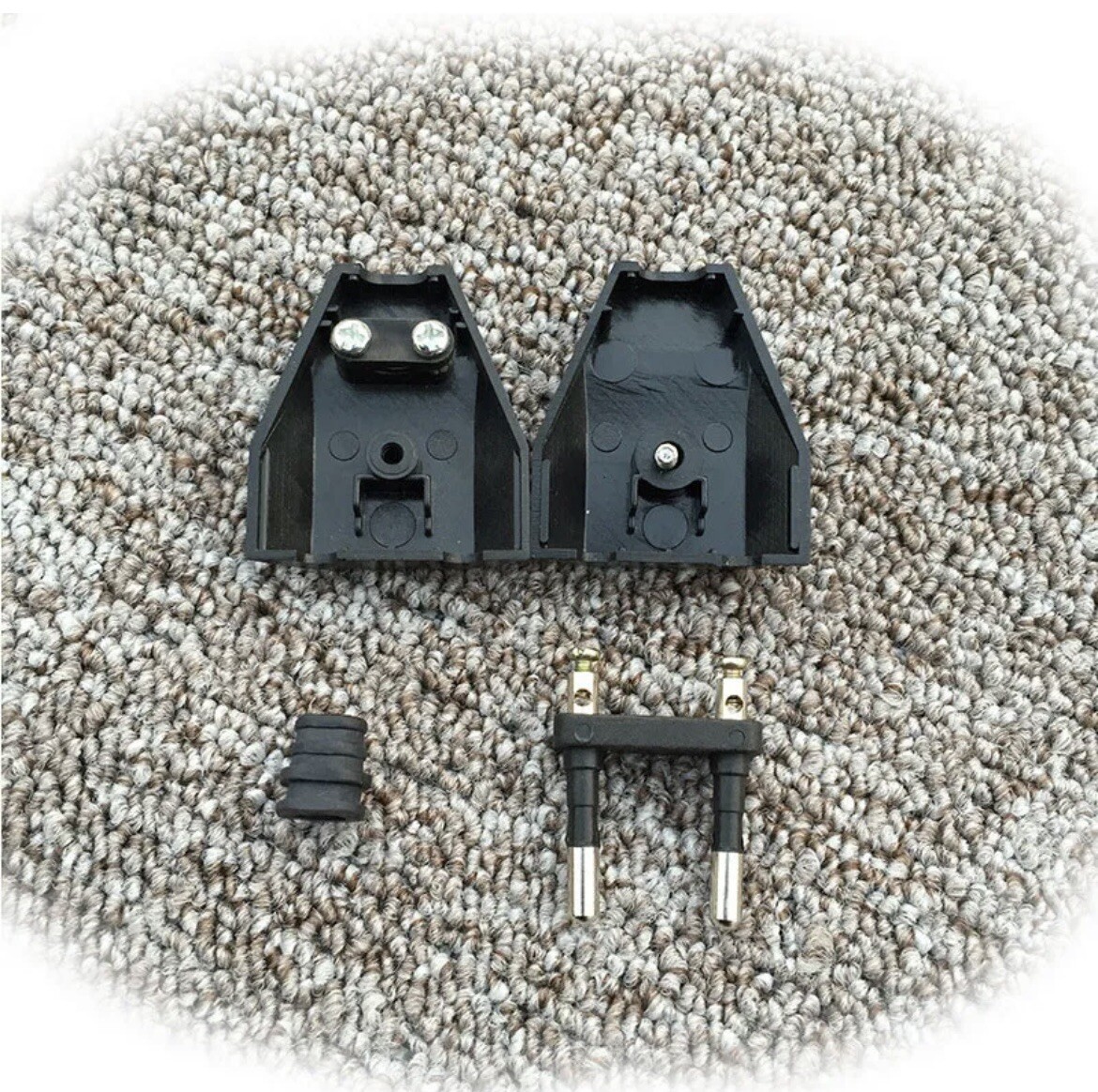 euro EU Europe DIY adapter 2 Pin Male Plug rewireable Type C Black pp ...