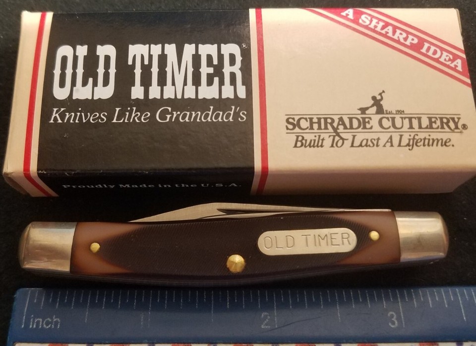Schrade USA Old Timer 33OT Middleman Jack Knife, Sawcut Brown Delrin ...