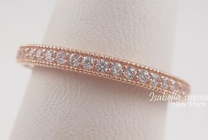 HEARTS OF PANDORA Band AUTHENTIC Rose GOLD Plated RING 7.5/56 180963CZ ...