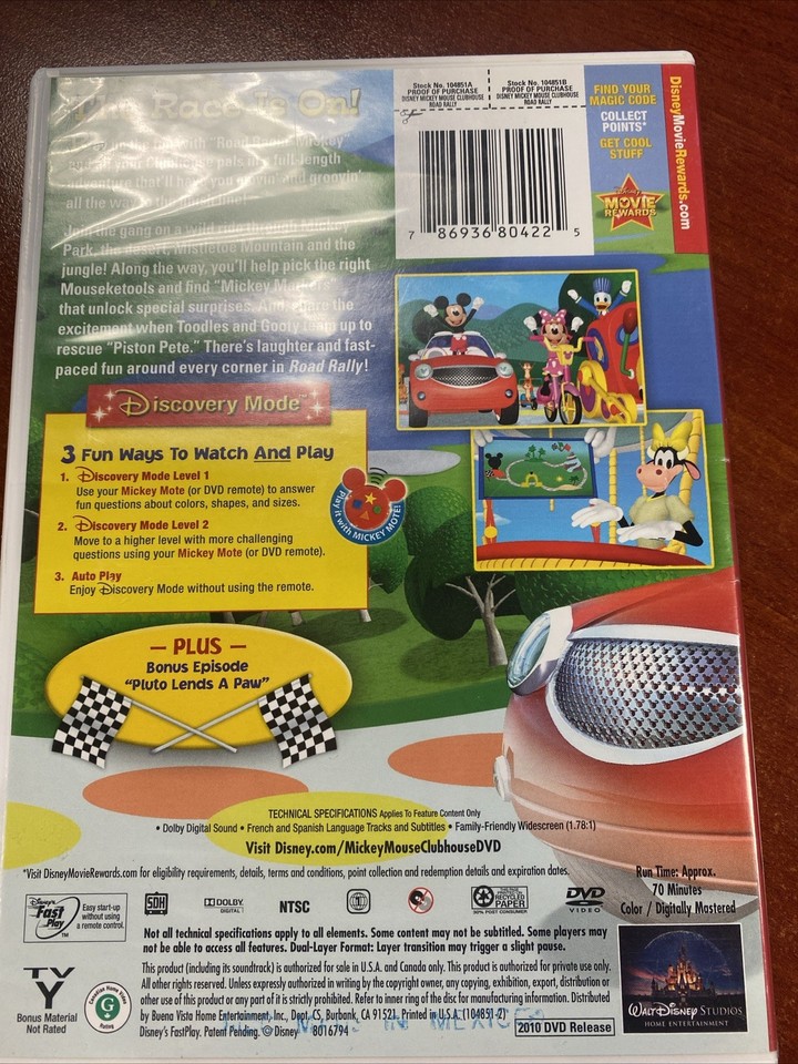 Road Rally (DVD, 2010) Disney Mickey Mouse Clubhouse Full Length ...