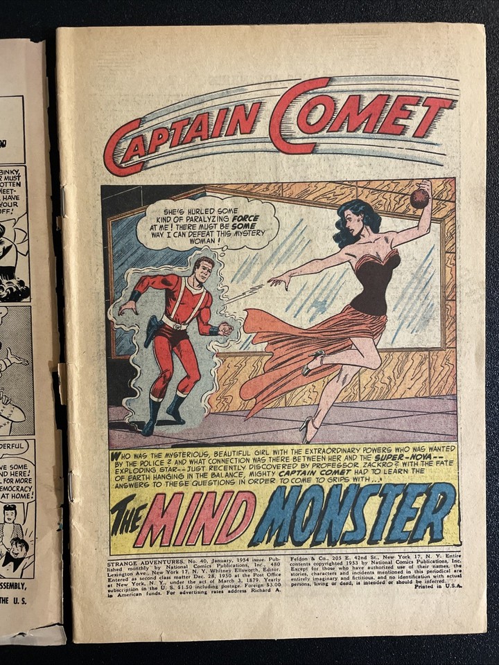STRANGE ADVENTURES #40 Comic Book SIVLER AGE DC Sci-Fi 1954 Captain Comet | eBay
