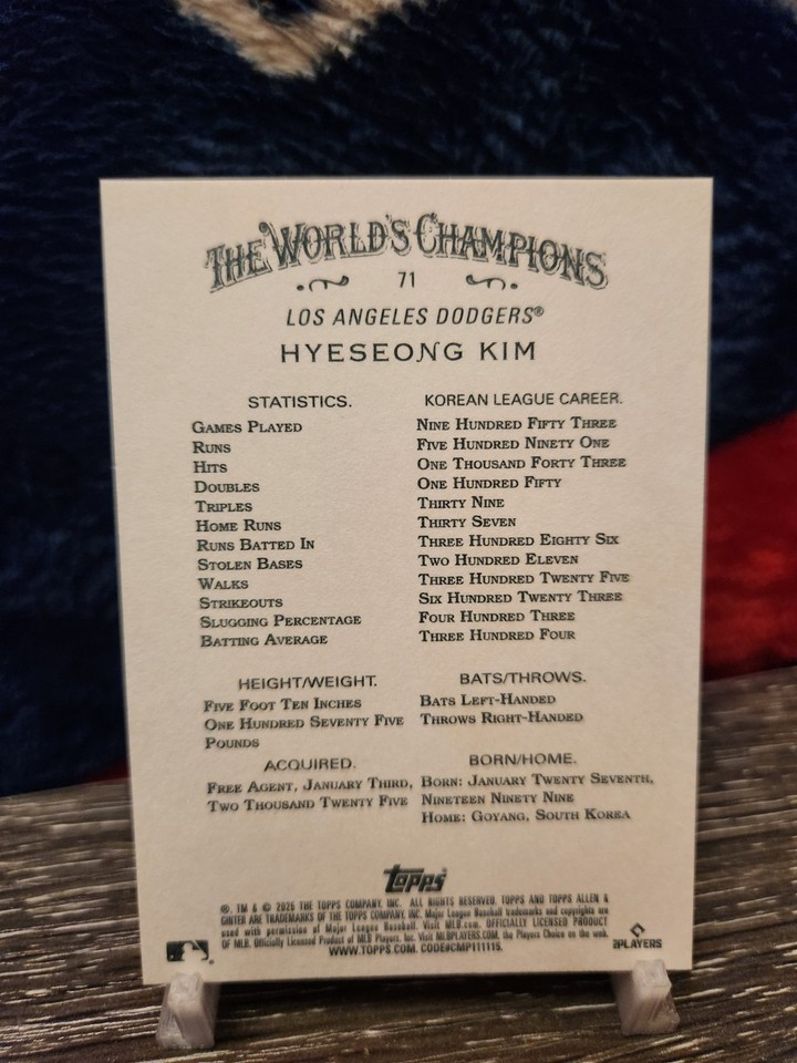 2025 Topps Allen & Ginter Baseball Hyeseong Kim #71 (RC) | eBay