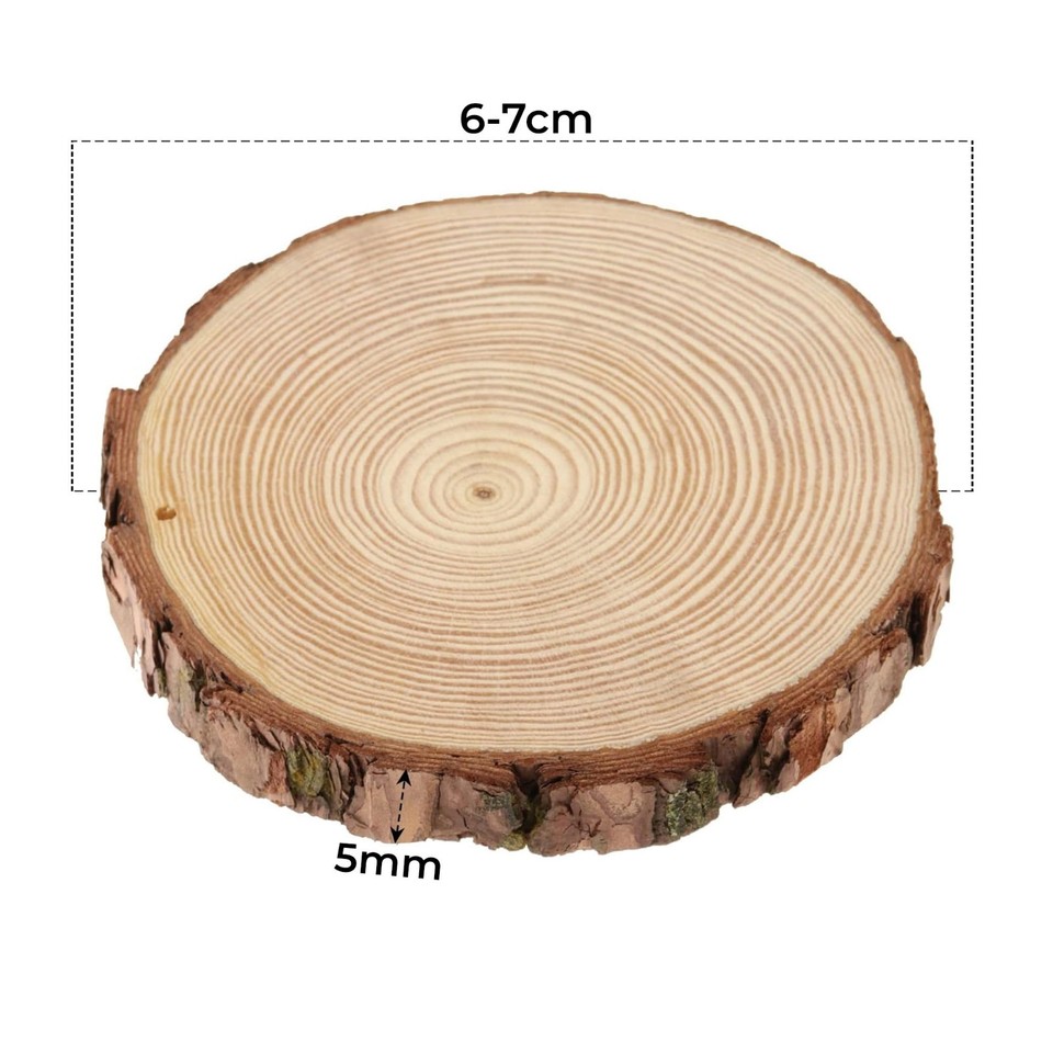 10/100Pcs Rustic Wood Slice 6-7cm Natural Wooden Log Slices Discs for ...