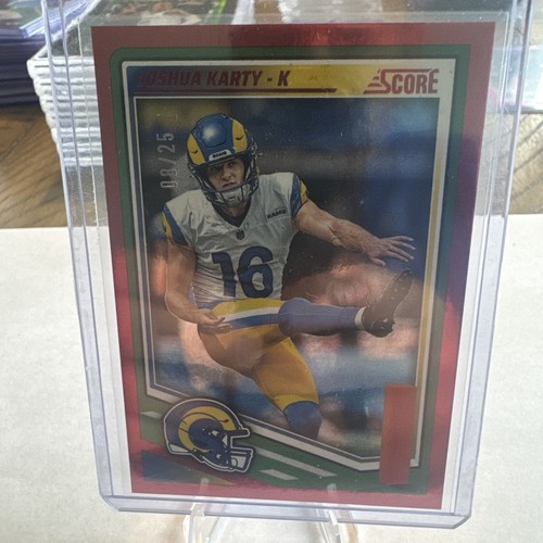JOSHUA KARTY 2025 Panini Score Football #/25 RED SPARKLE #200 LA Rams ...