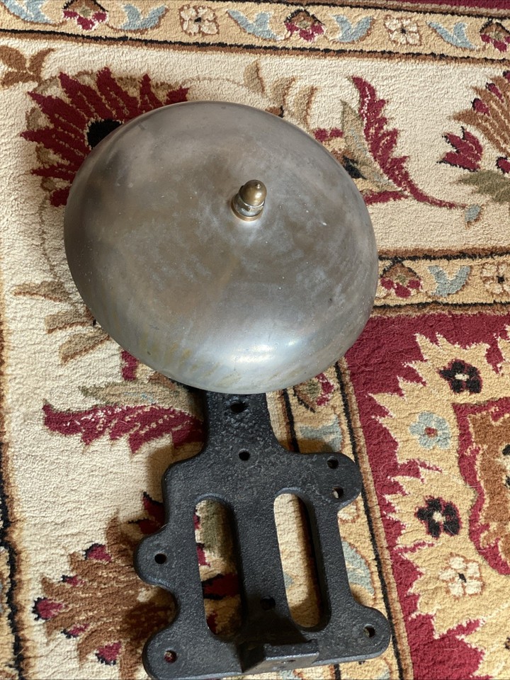 11.75” ANTIQUE GAMEWELL SCHOOLHOUSE FIRE ALARM BRACKET GONG BLAKE BELL ...