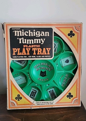 VTG 1966 Transogram Michigan Rummy Cat Card Game Plastic Play Tray w ...