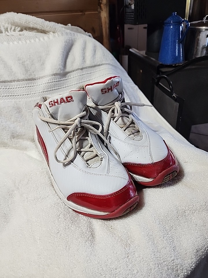 Shaq Bankshot Basketball Shoes White+Shiny Red Men Size 11 Shaquille O ...