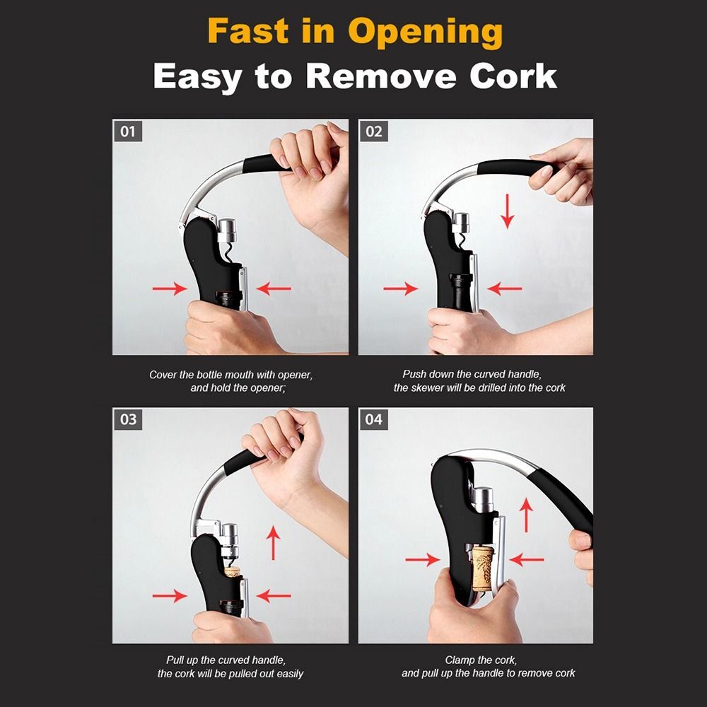 Lever Screwpull Zinc Alloy Red Wine Bottle Opener Corkscrew Opening ...