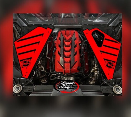 TORCH RED Engine panels For Corvette C8 POWDER COATED Engine Bay Panels ...
