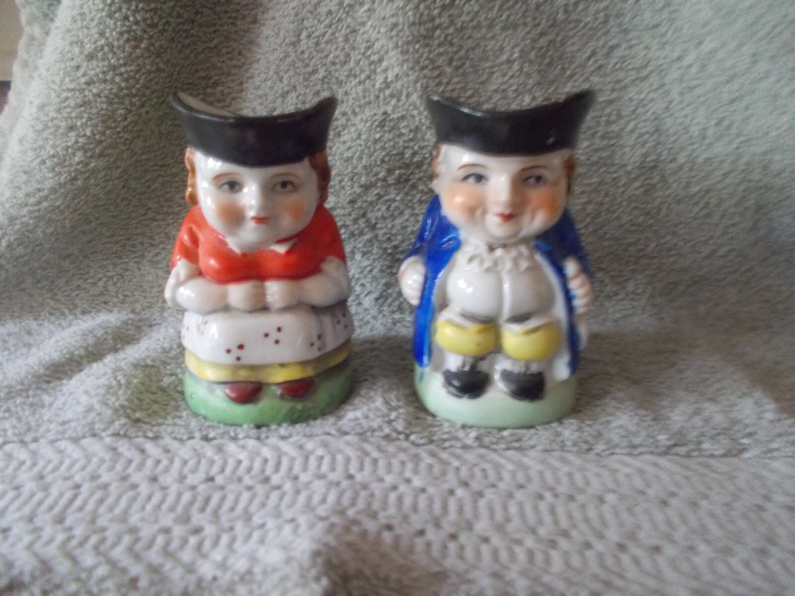 Pair of Vintage 3" Miniature Toby Pitchers Mugs Man & Lady Japan Great ...