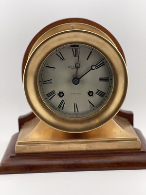 John Bliss & Co. NY CHELSEA SHIP’S BELL CLOCK BRASS W/KEY SCREW ON ...