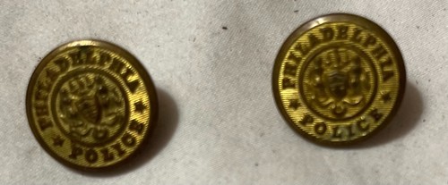 2 Vintage Brass Philadelphia Police Uniform Buttons "Superior Quality ...