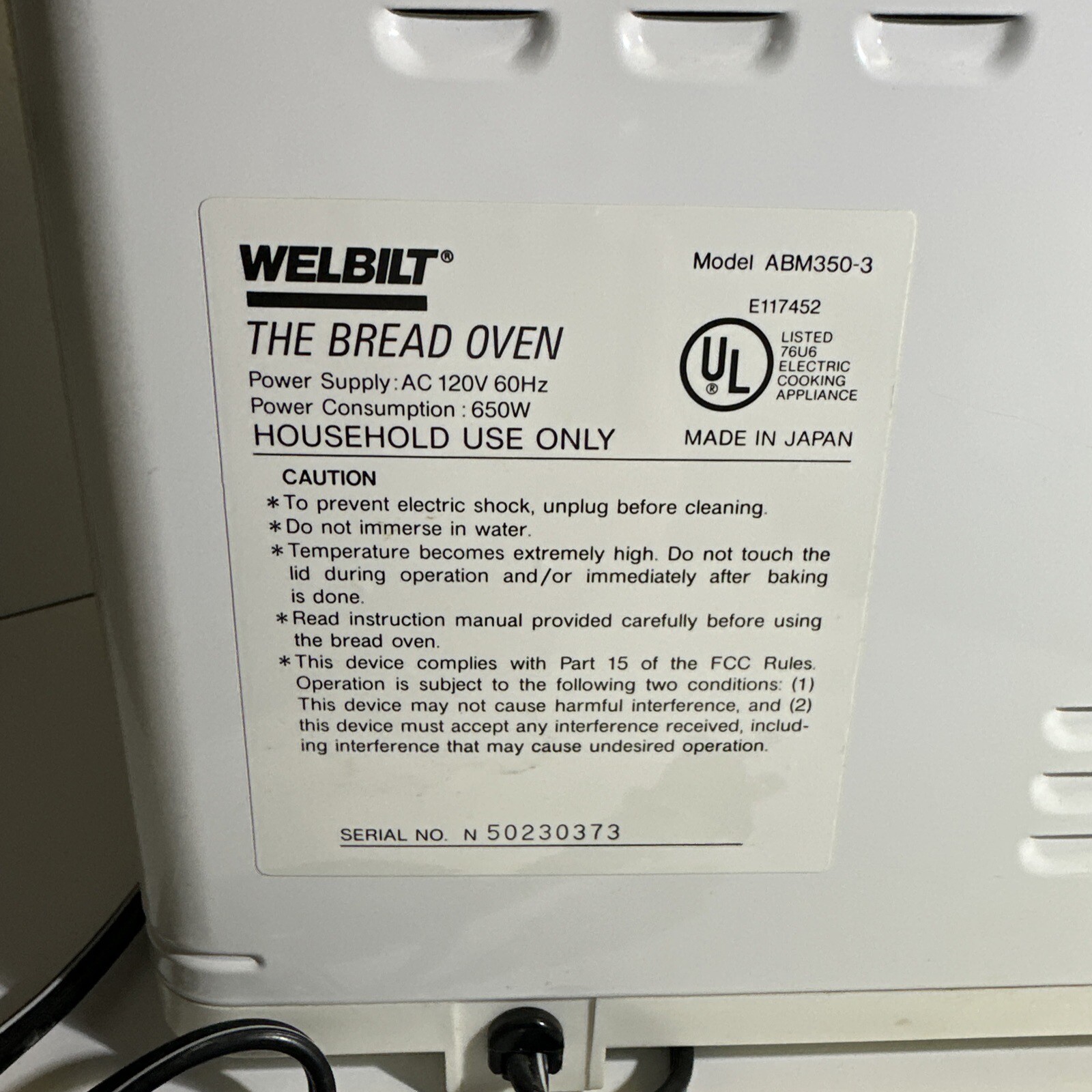 Welbilt Bread Maker Making Machine Model ABM350-3 1 lb Loaf TESTED! | eBay