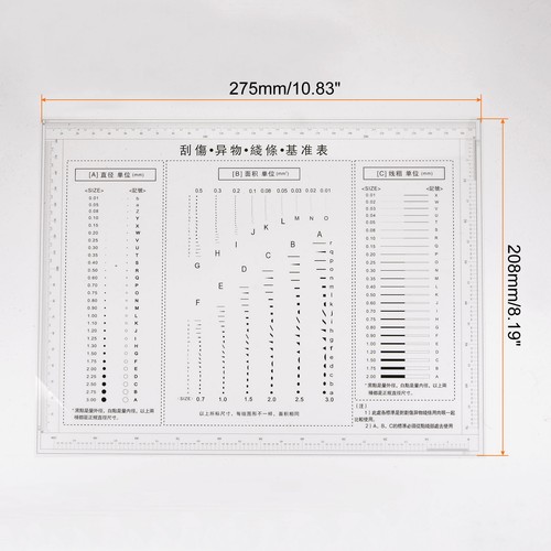 Transparency SEC Size Estimation Chart 270x180mm Diameter Area Line ...