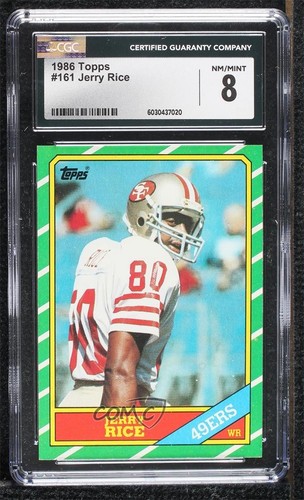 1986 Topps Jerry Rice (D* on Copyright Line) #161 CGC 8 Rookie RC HOF ...