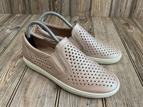 Ecco Womens Soft 7 Laser Metallic Pink Leather Slip On Casual Shoes Size 7 US | eBay