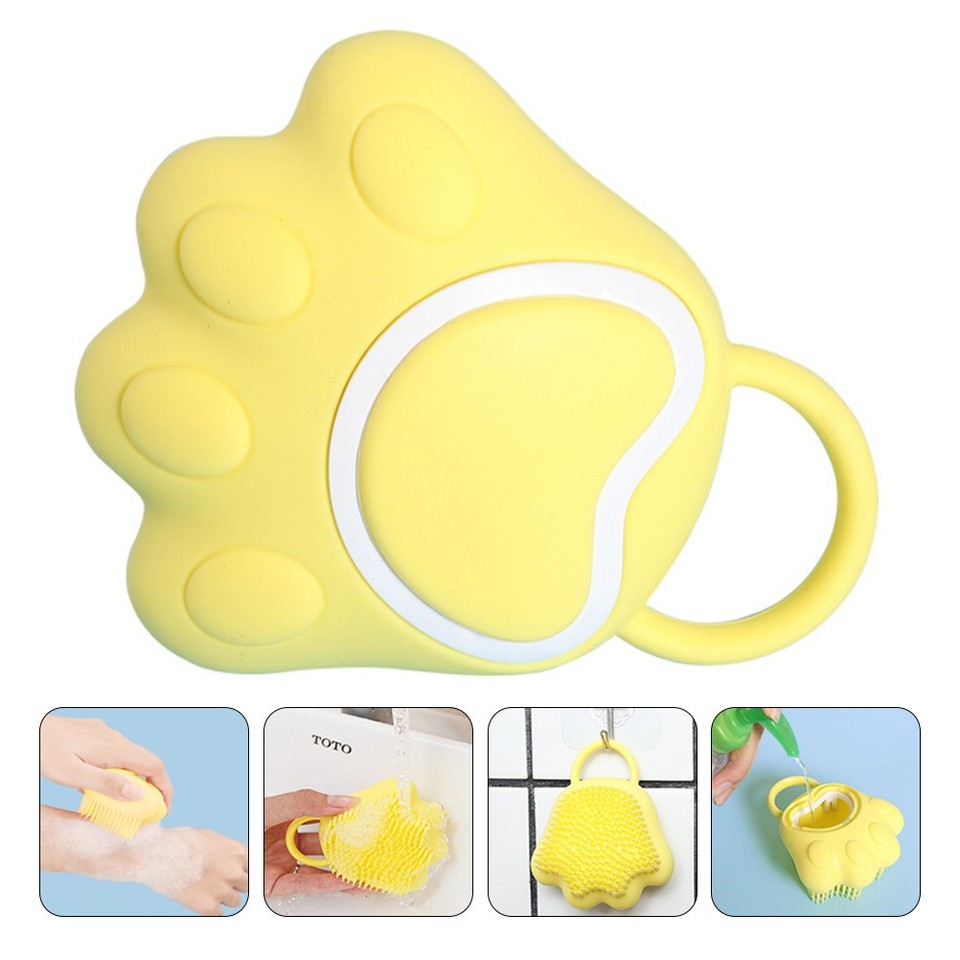 Silicone Brush Massage Baby Bath Scrubber Body Exfoliating Cat Paw ...